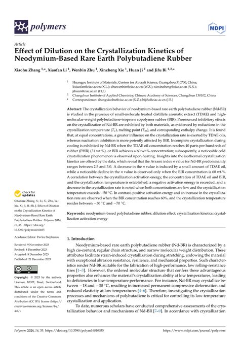 Pdf Effect Of Dilution On The Crystallization Kinetics Of Neodymium Based Rare Earth