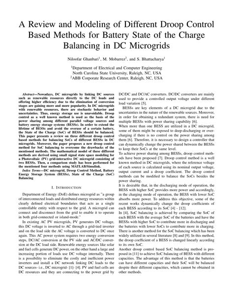 Pdf A Review And Modeling Of Different Droop Control Based Methods