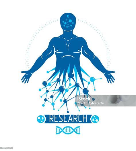 운동 남자 벡터 일러스트 미래 분자 연결을 사용 하 여 만든 생화학 연구 유전 공학의 대상으로 인간 개념에 대한 스톡 벡터 아트 및 기타 이미지 Istock