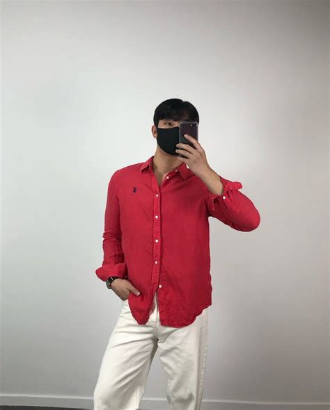 폴로 린넨셔츠 파스텔레드 다니엘클로젯