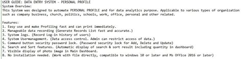 Profiling System Created In Microsoft Excel Computers And Tech Office