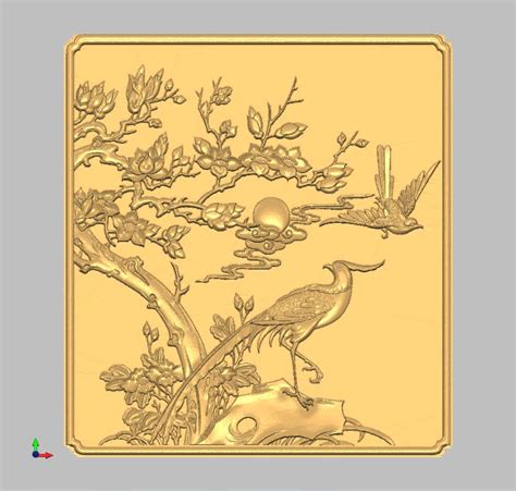 Панно "Райские птицы у дерева" (Модель 5437) STL модель для ЧПУ (CNC ...