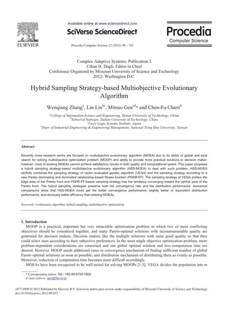 Pdf Hybrid Sampling Strategy Based Multiobjective Evolutionary Algorithm