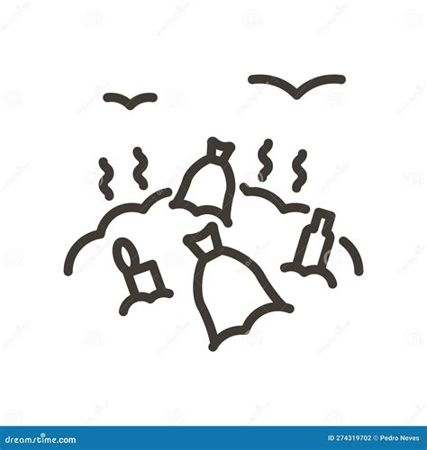 Garbage Pile Line Outline Icon Vector Illustration 216418026