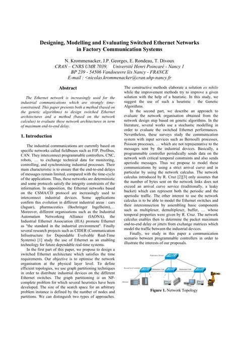 Pdf Designing Modelling And Evaluating Switched Ethernet Networks In Factory Communication