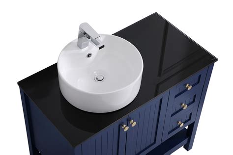 36 Inch Vessel Sink Bathroom Vanity In Blue Vf16236bl Luchy Amor