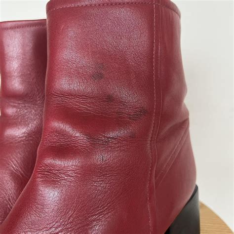 Red Leather Square Toe Ankle Boots 90s Vibe A Few Depop