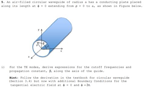 5 An Air Filled Circular Waveguide Of Radius A Has A