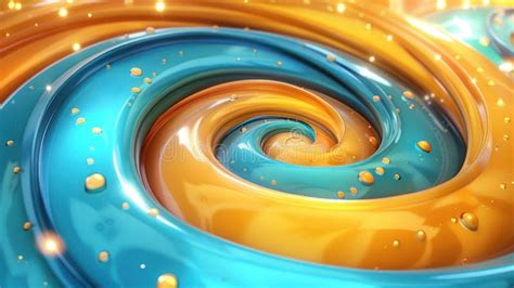 A Vibrant Swirl Of Blue And Orange Fluid With Sparkling Droplets Creating A Dynamic Visual