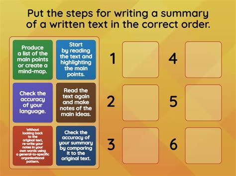 Steps For Writing A Summary Of A Written Text Rank Order