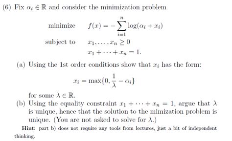 Solved 6 Fix αi∈r And Consider The Minimization Problem