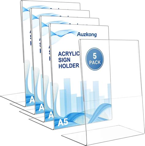 Auzkong A5 Sign Holders Acrylic Slant Sign Holders Clear Plastic