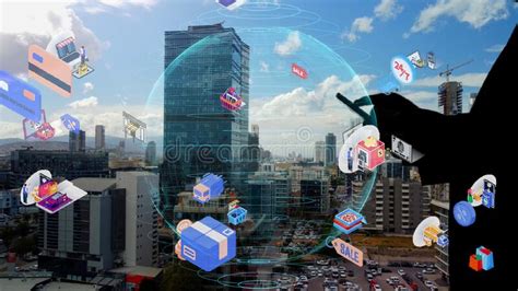 Mobile Communication Network Concept Iot Internet Of Things Stock