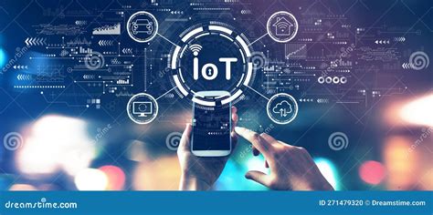 IoT Theme With City Lights At Night Stock Photo Image Of Computer Business 271479320