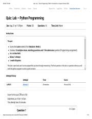 Quiz Lab Python Programming CSIS110 Introduction To Computer Sciences