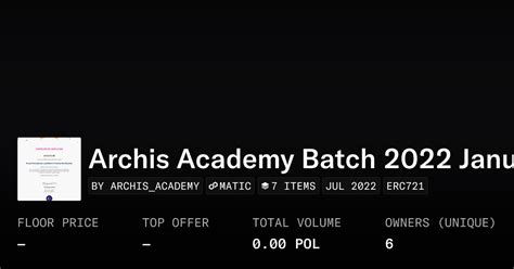 Archis Academy Batch 2022 January Collection Opensea