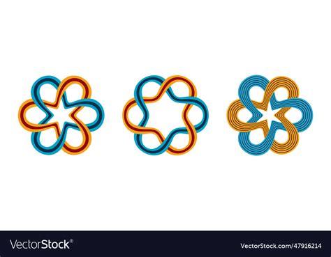 Set Of Interlacing Smooth Lines Circular Patterns Vector Image