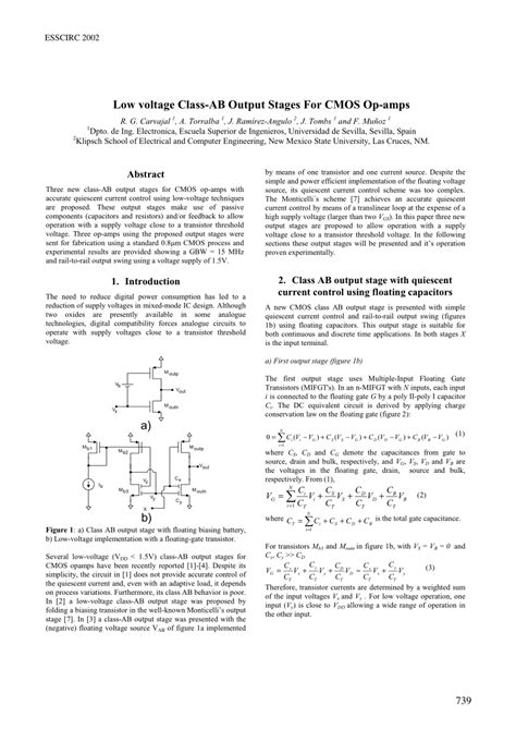 PDF Low Voltage ClassAB Output Stages For CMOS OpAmps