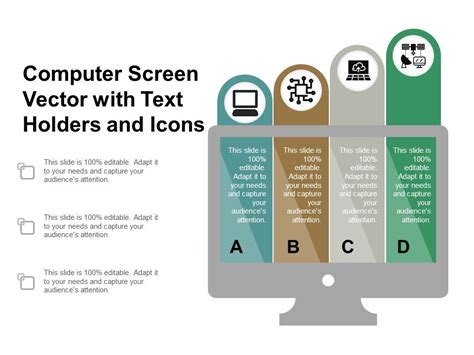 computer screen vector with text holders and icons ppt powerpoint