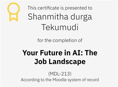 Shanmitha Durga Tekumudi On Linkedin Artificial Data Job Ibm Skills