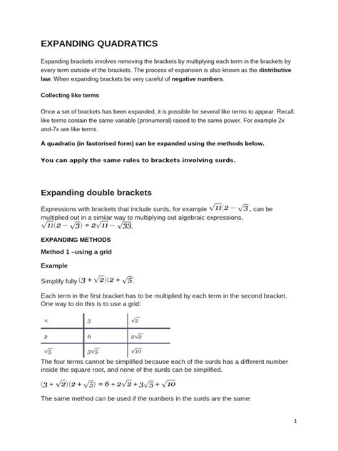 Quadratics Expanding Part 1 Explained Pdf Square Root Quadratic Equation