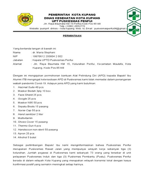 Surat Permohonan Bantuan Apd Pdf
