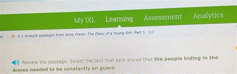 Solved My Ixl Learning Assessment Analytics De K 1 Analyze Passages
