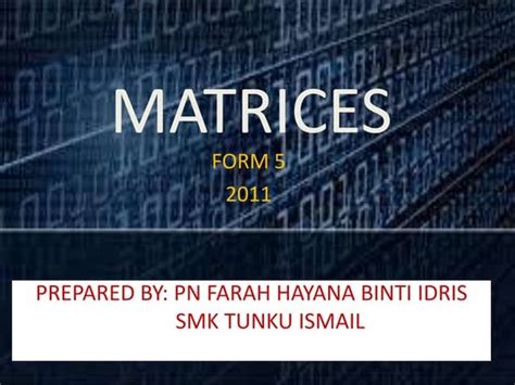Introduction To Matrices Ppt