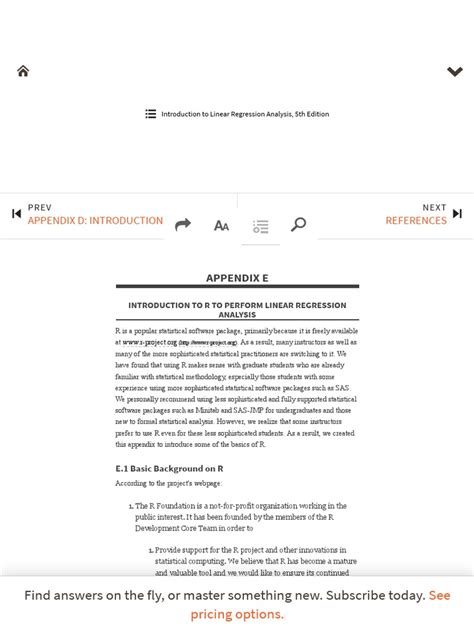 Appendix E Introduction To R To Perform Linear Regression Analysis