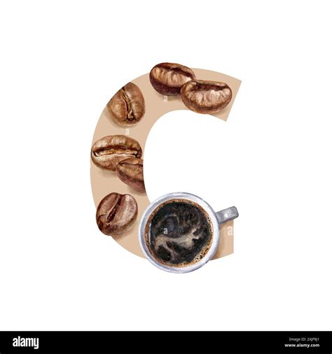 A Minimalist Representation Of The Letter C Using Watercolor Coffee