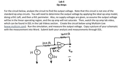 Solved Lab Op Amps For The Circuit Below Analyze The Chegg Com