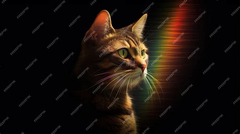 Premium Ai Image Funny Cat Looking At The Camera On A Dark Background With A Binary Code