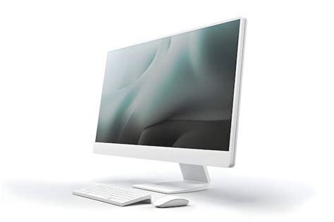 배경 3d 렌더링에 키보드와 마우스를 가진 현대 컴퓨터 모니터 Ai 생성 이미지