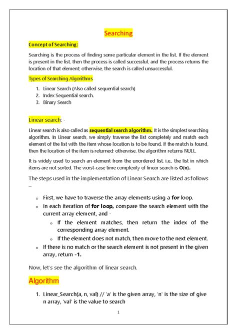 Searching Algorithms Linear And Binary Search Techniques Cs101 Studocu