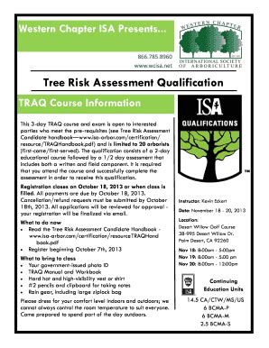 Fillable Online Tree Risk Assessment Qualification TRAQ Course Information Fax Email Print