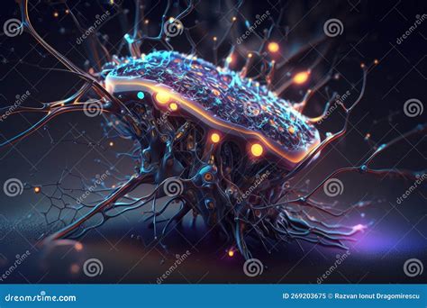 Neural Network With Glowing Bioluminescence The Image Represents The Futuristic Idea Of A