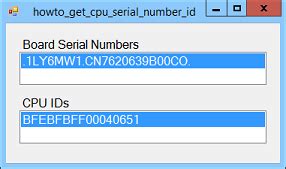 C Helper Get The System S Board Serial Numbers And CPU IDs In C
