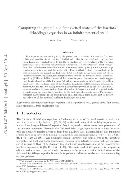 Pdf Computing The Ground And First Excited States Of The Fractional Schrödinger Equation In An