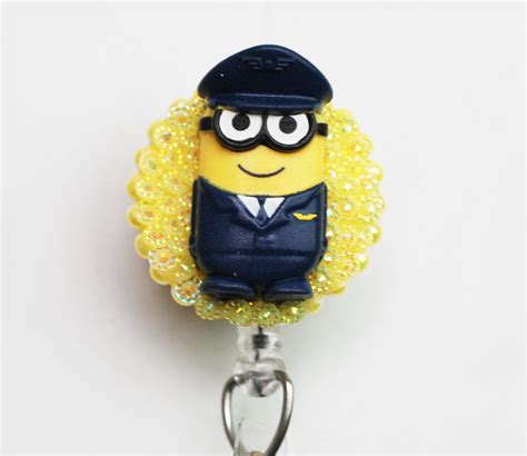 Minion Pilot Kevin Retractable Id Badge Reel Zipperedheart