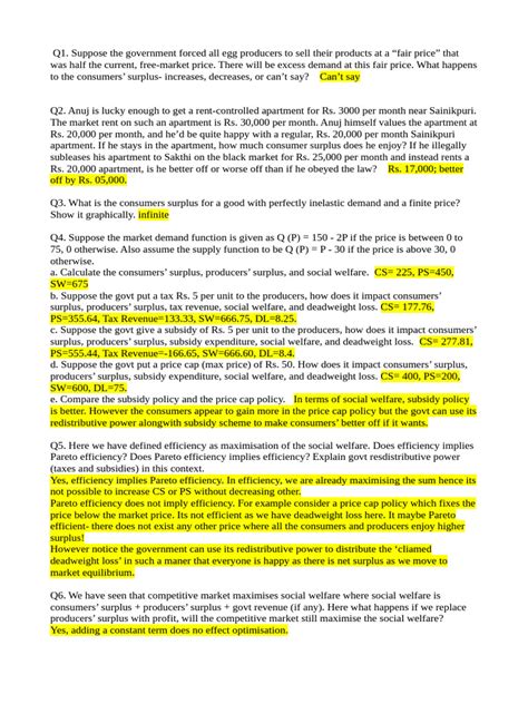 Practice Question Set 4 Solutions Pdf Economic Surplus Subsidy
