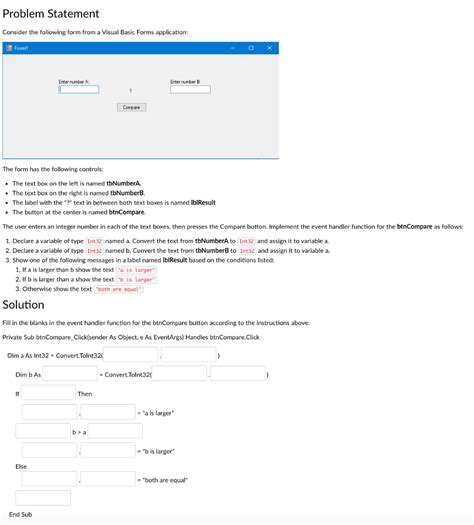 Solved Consider The Following Form From A Visual Basic Forms