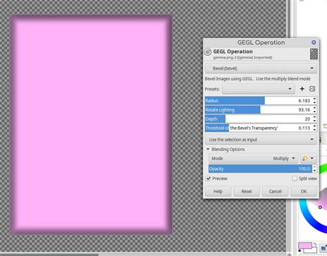 new gegl based bevel filter i made for gimp
