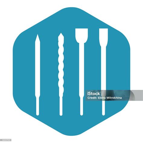 드릴의 아이콘입니다 다양한 재료로 작업할 수 있는 교체 가능한 드릴 헤드 디자인 및 웹을 위해 흰색 배경에 격리된 벡터 그림입니다 공사장 인부에 대한 스톡 벡터 아트 및