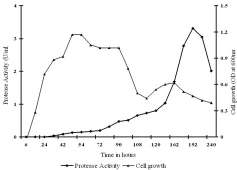Profile Of Cell Concentration And Protease Activity Of Bacillus Sp Download Scientific Diagram