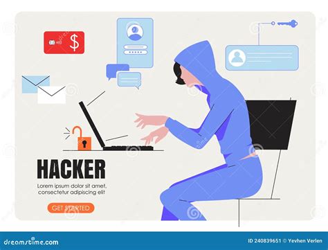 Hacker Phishing With Laptop Computer Stealing Confidential Data Personal Information User