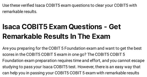 Isaca Cobit5 Exam Questions Verified 2023 Notebook By Joshua Hart Joshuahart Jovian