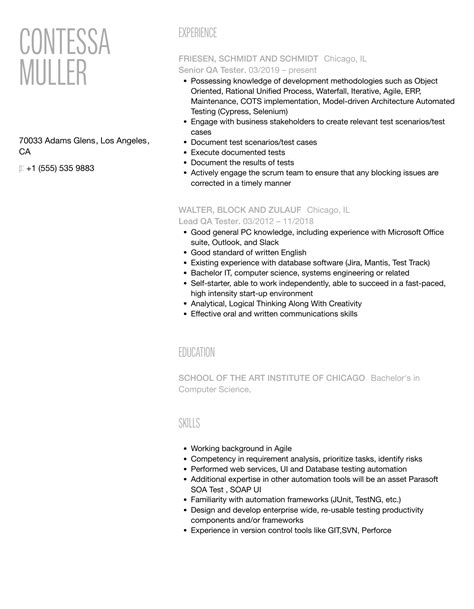 Qa Tester Resume Samples Velvet Jobs