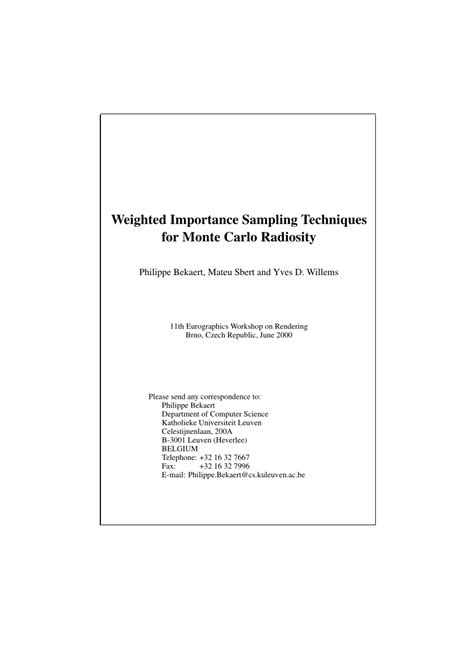 Pdf Weighted Importance Sampling Techniques For Monte Carlo Radiosity