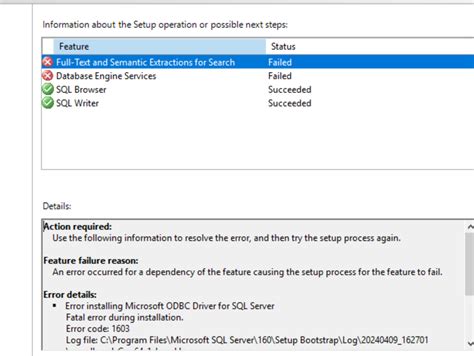 Error Upgrading From Sql 2019 To 2022 Ee Error Installing Microsoft Odbc Driver For Sql