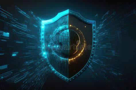 Cyber Security Concept Shield With Binary Code Stock Illustration Illustration Of Shield